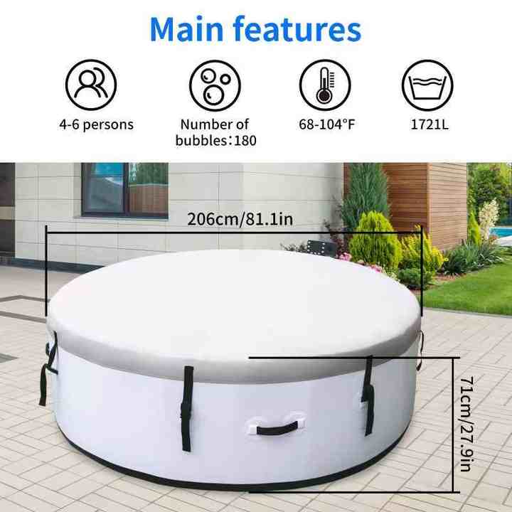 Outdoor Hot Tub 6 Persons Garden Spa Portable Whirlpool Spa Air Bubbles ...