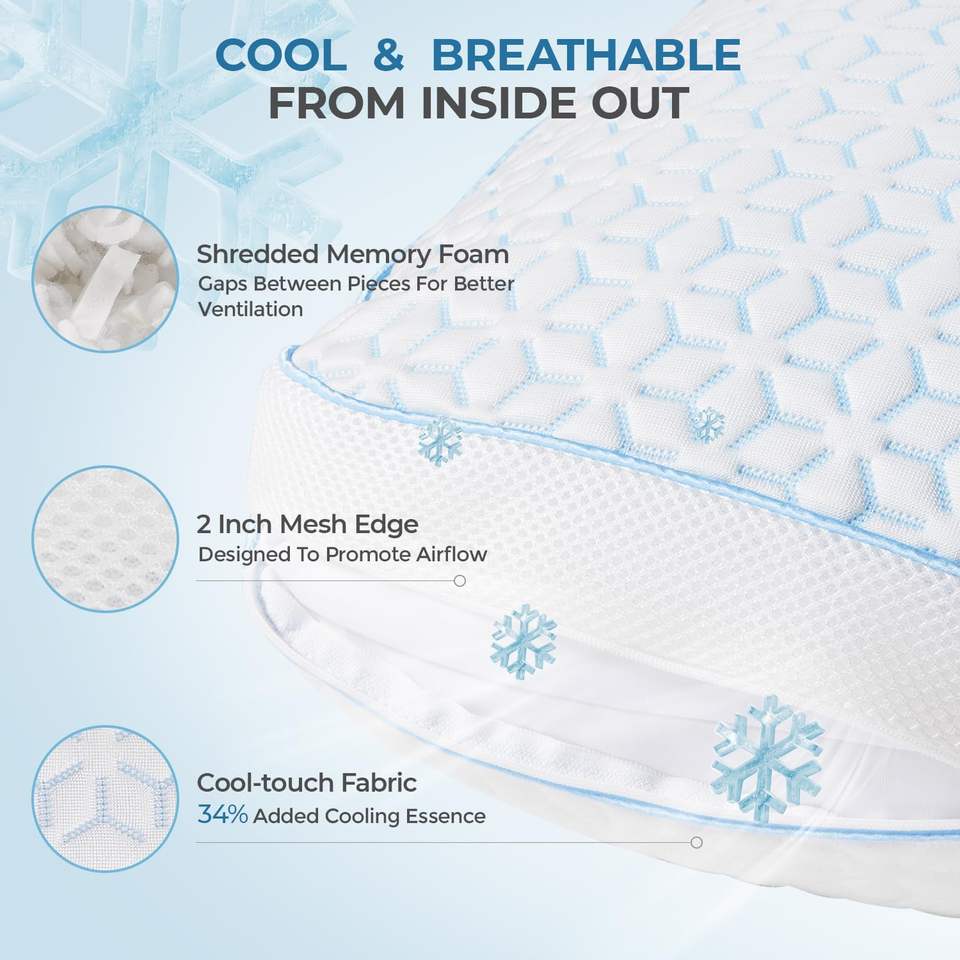 Custom Cooling Queen Size Gel Bed Pillows Shredded Memory Foam with ...