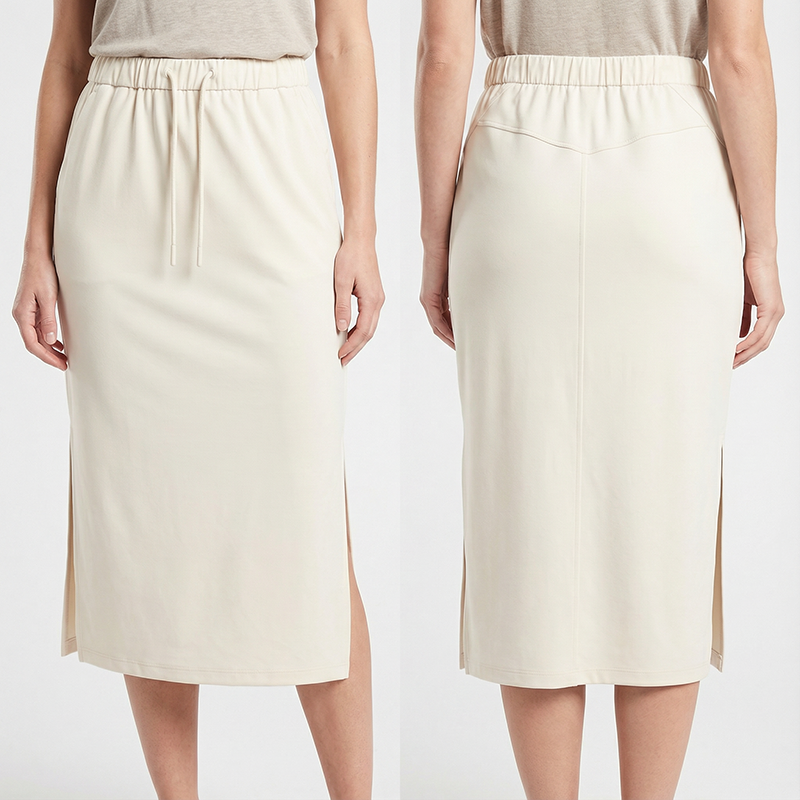 Women's High-Waisted Stretch Pencil Skirt with Drawstring Waist, Slim ...