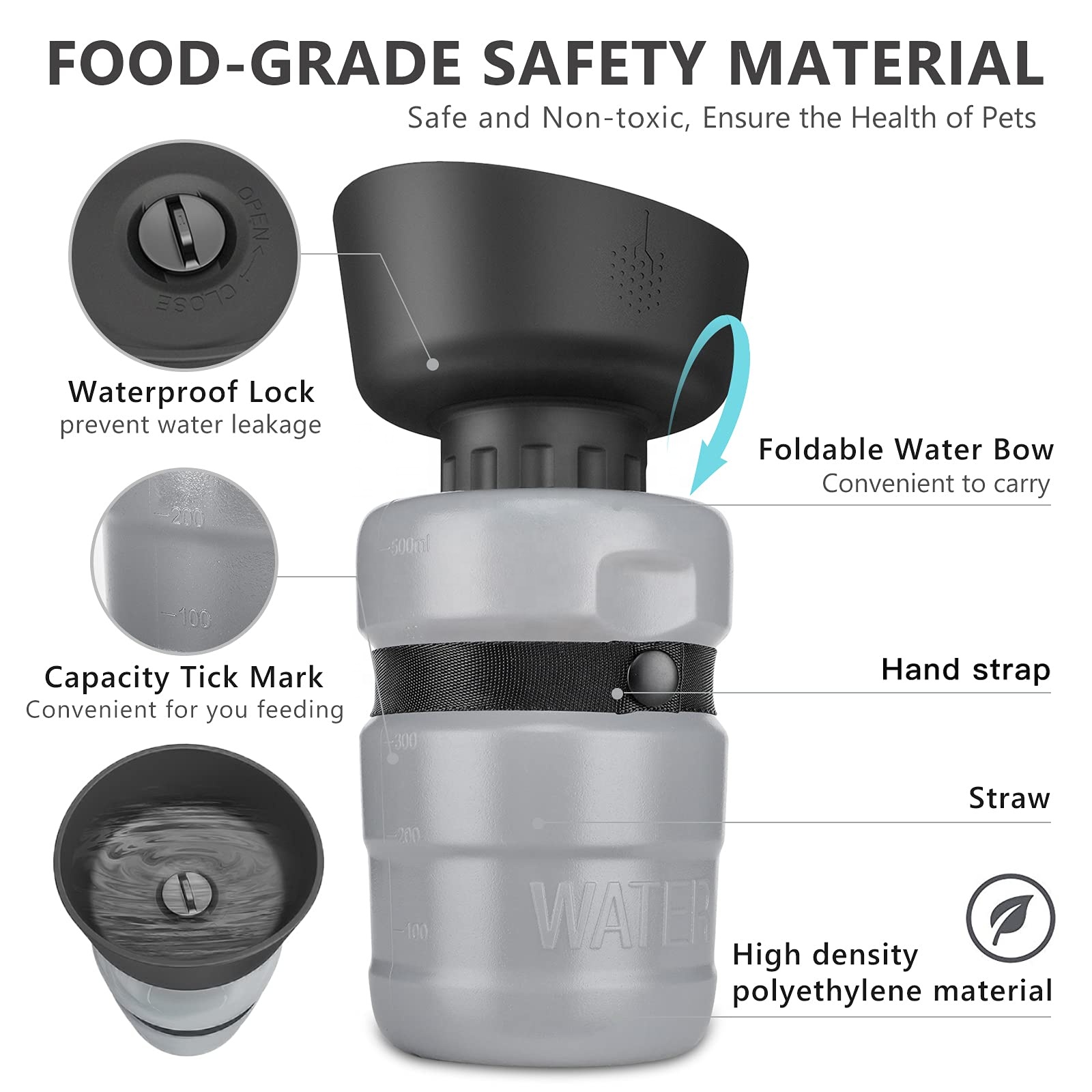Pet Bottle - Pet Water Bottle - 3 in 1 Portable Design