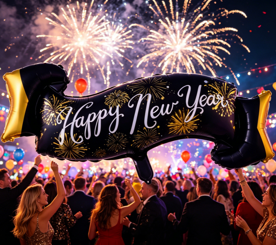 New Arrival Happy New Year Banner Foil Balloon 90x50cm for New Year Eve ...