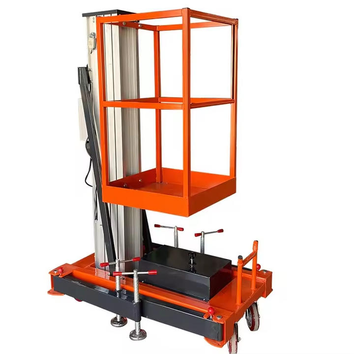 Portable One-Man 4m Manual Electric Lift Table 150kgs Vertical Mast ...