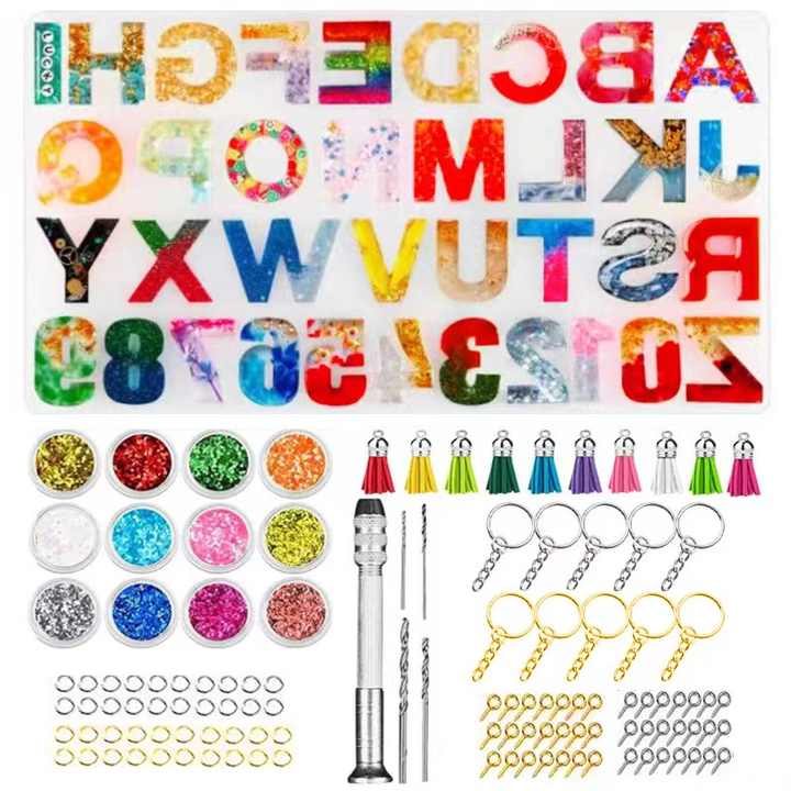 DIY Alphabet and Letters for Resin Moulds Keyring Making Kit With ...