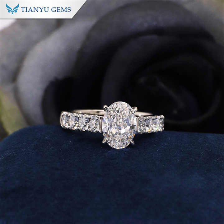 Tianyu Gems 3ct Oval CVD Lab Diamond with Platinum PT950 Material ...