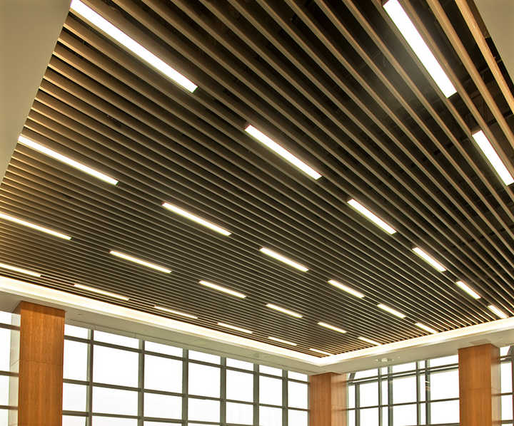 Aluminum Baffle Wood Grain Ceilings System Metal Decorative Suspended ...