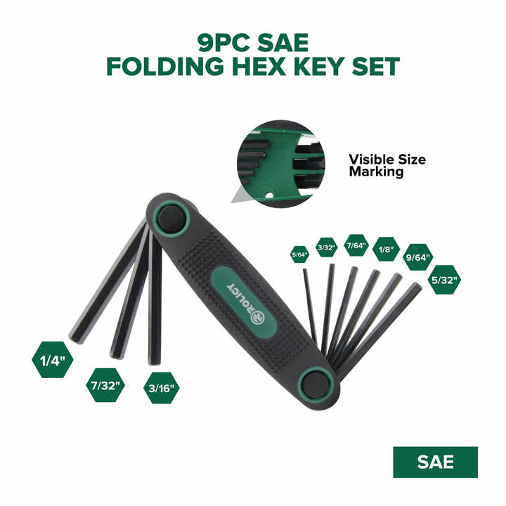 Rolicy 25 Pieces Folding Allen Wrenches Set, SAE & Metric & Torx Hex ...