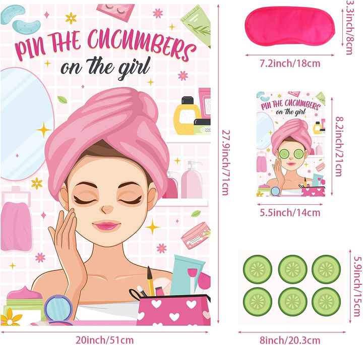 Kids Spa Party Games Posters Blindfold Stickers for Girls' Birthday or ...