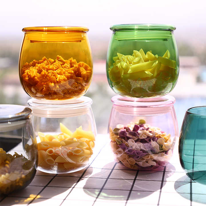 Creative Colored Borosilicate Glass Airtight Jar with Lid