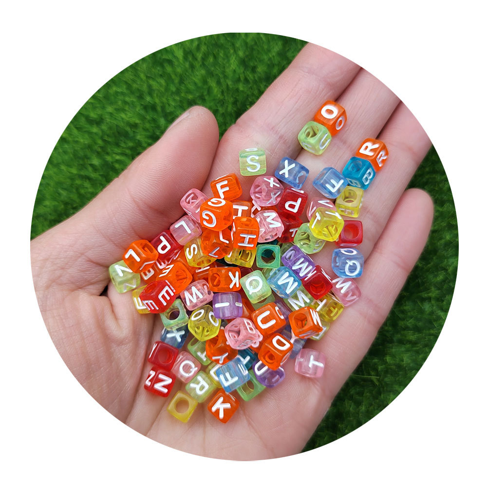 100pcs Mixed Plastic Alphabet Digital Words Cube Beads