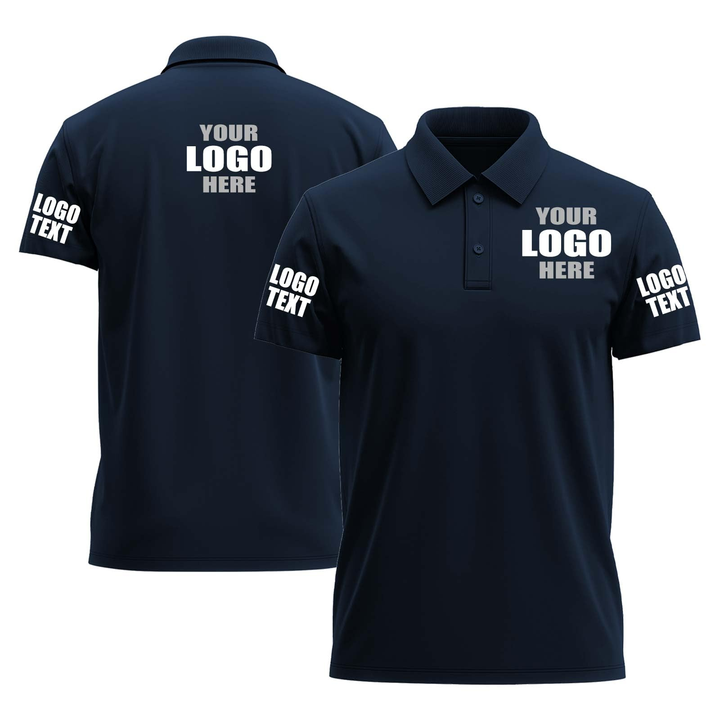 Custom NAVY Polo Shirts - Design Your Own Embroidered Print