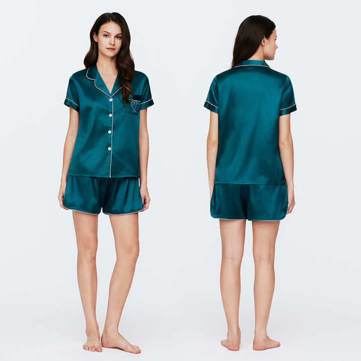 Best Selling Wholesale Luxury Satin Silk Pajama Set Short Sleeve Casual Homewear Ladies ...