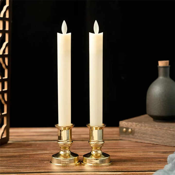 Real Wax Flameless Flickering Led Taper Candle Lightwith Remote And Timer