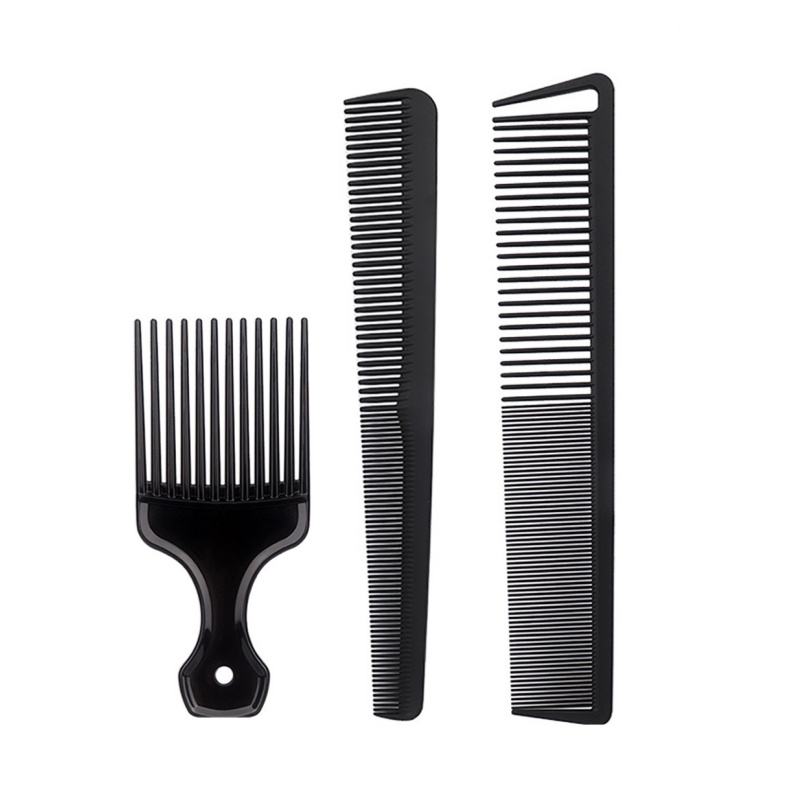 Black Wide Tooth Comb Edge Control Hair Brush Comb Set Large Detangling ...