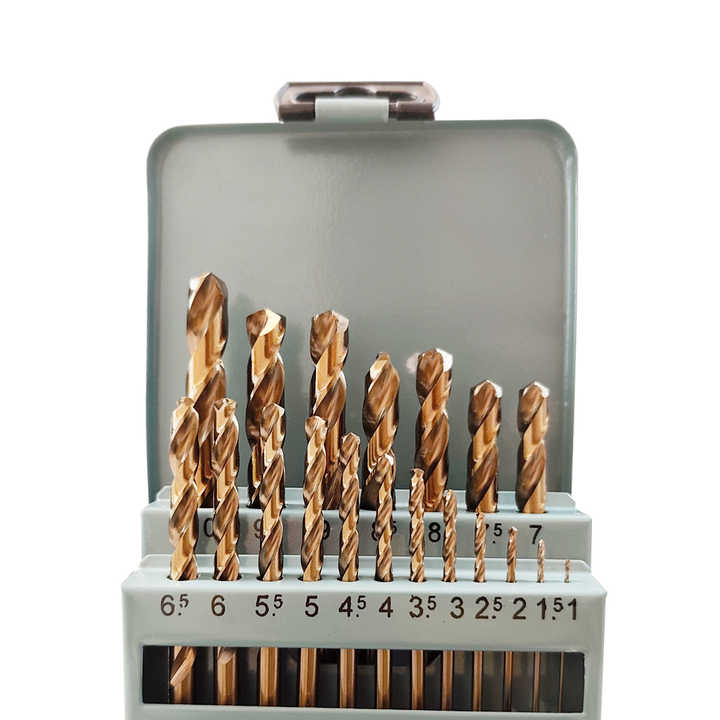 19Pcs 1-10mm M35 HSS Cobalt Drill Bit Set DIN338 Metric 135 Degree Split Point for Stainless ...