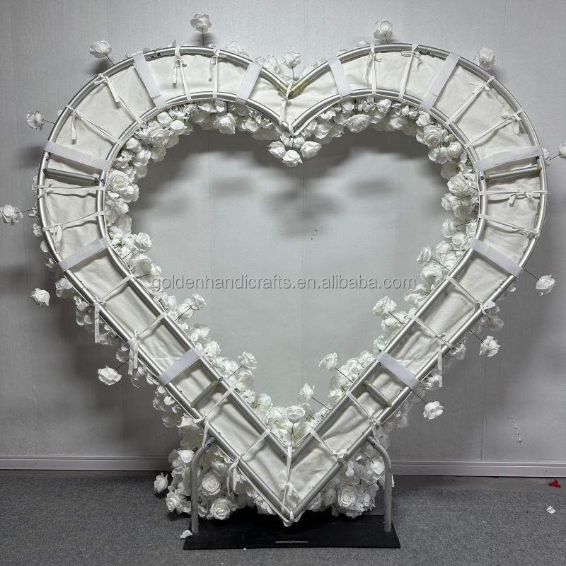 Customized Wedding Decoration Pink Heart Flower Arch Artificial Rose ...