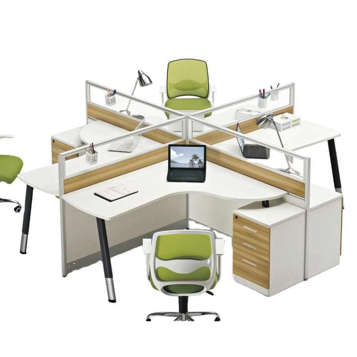 Modern 4-Person Office Workstation - Cheap Computer Desk