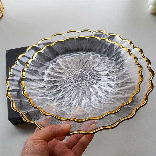 13Inch Floral Shape Design Clear Wedding Charger Plate Glass ...