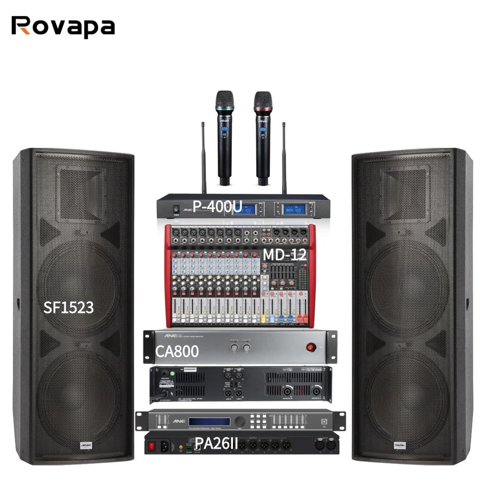 Commercial Grade 15" Full Range PA System Speaker Power Amp Mixer UHF ...