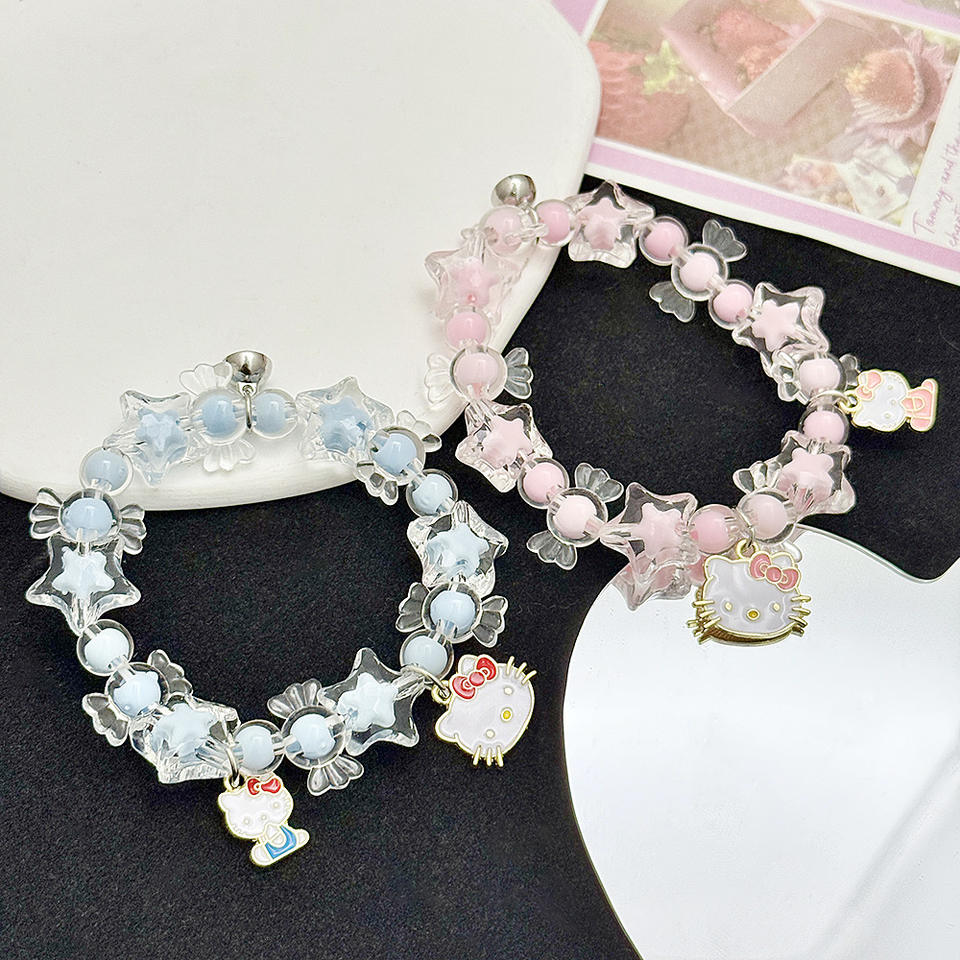 Hot-selling Women's Cute Cartoon Cat Headpiece Pendant Acrylic Beaded ...
