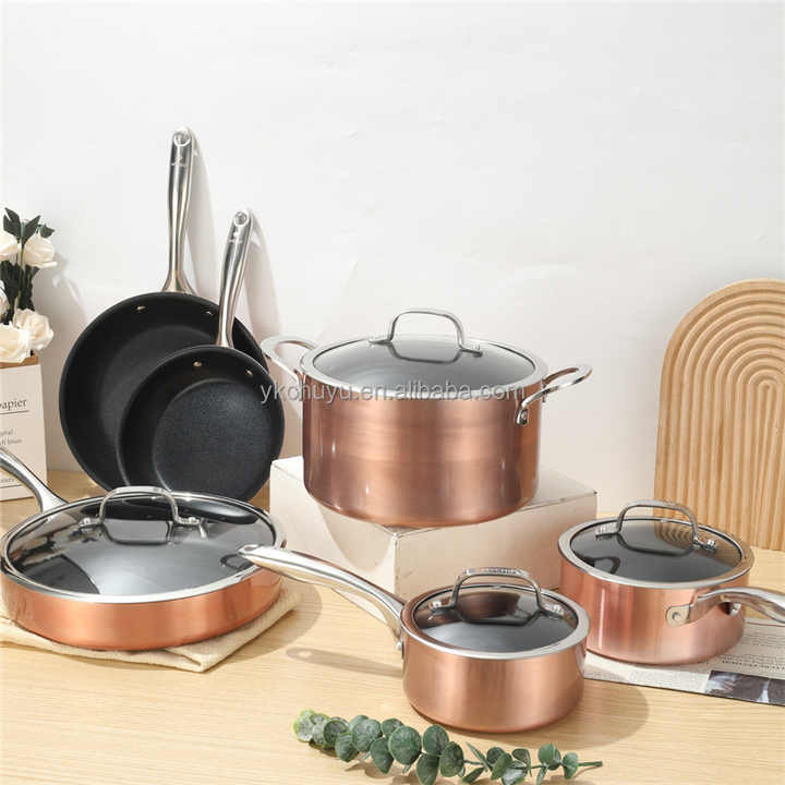 14 Piece Copper Aluminum Hard Anodized Prestige Non Stick Pots Set ...