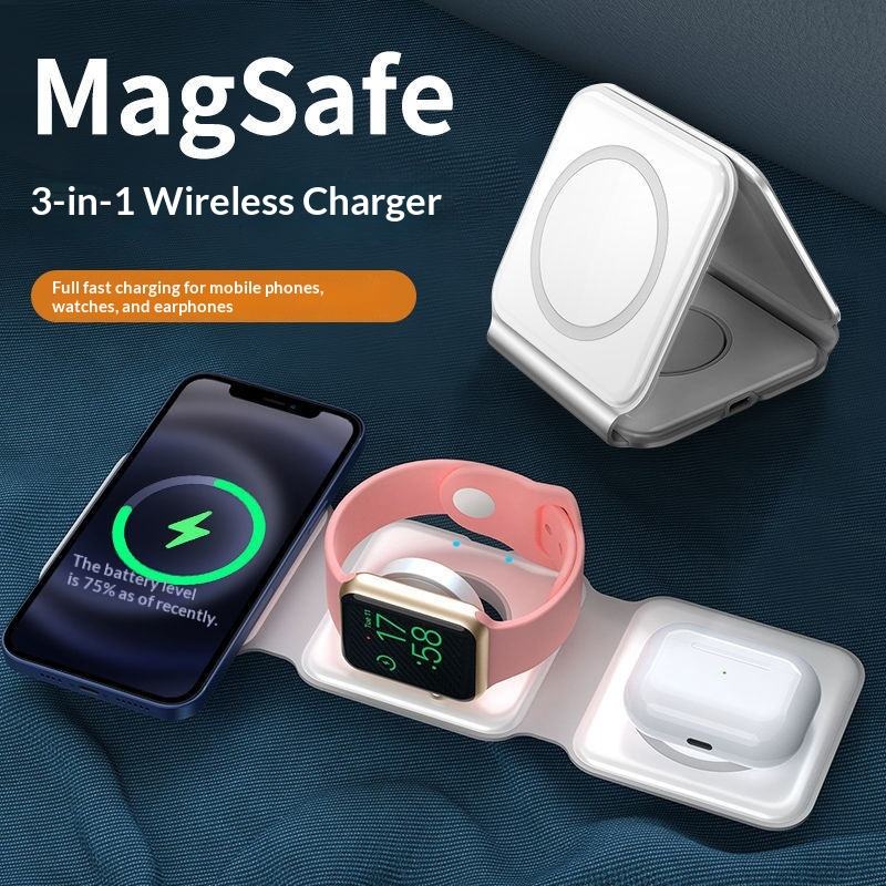2025 New Wireless Charging Magnetic Three-in-One Quick Charge 15W ABS ...