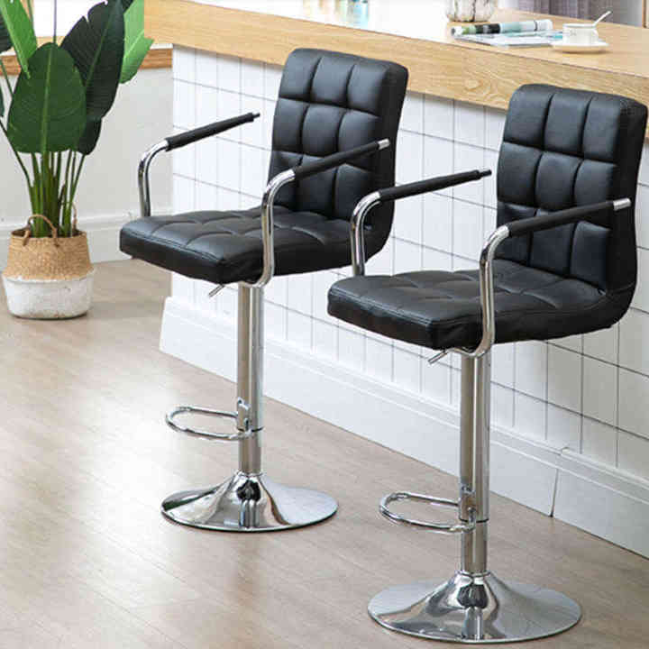 Luxury Modern Bar Stool Chairs Kitchen Pu Leather Square Seat High ...