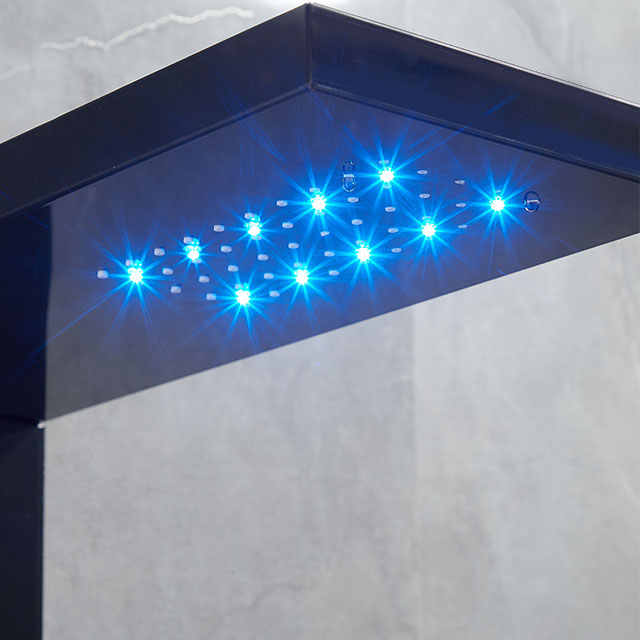 LED Lighted Shower Column Bathroom Panel Swivel Body Massage Waterfall ...