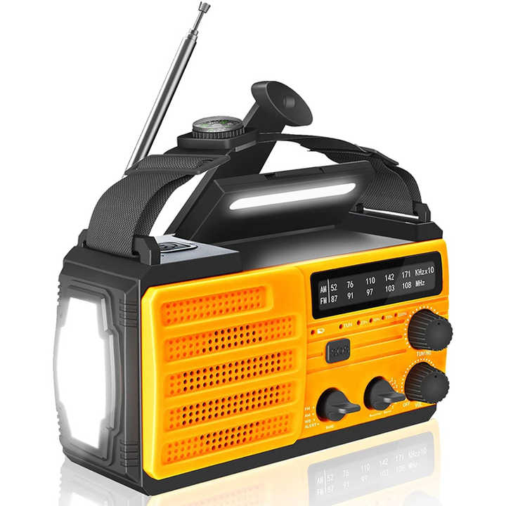 Portable AM/FM Solar Powered Crank Radio with LED Mini Outdoor ...
