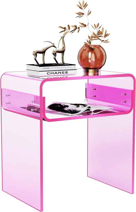 Acrylic Lucite S-Shaped End Table for Bedroom & Living Room - OEM Available