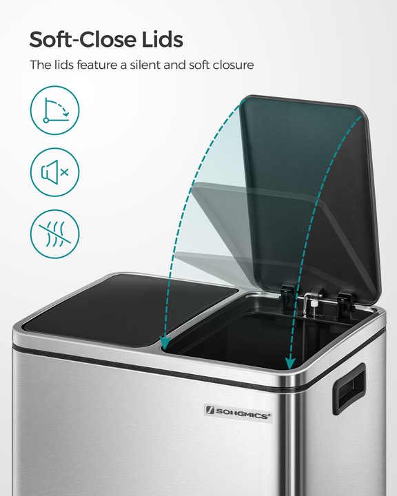 SONGMICS Stainless Steel Recycling Bins - Durable & Eco-friendly