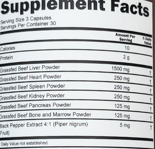 Healthife Supplements - Grass-Fed Beef Organ Capsules