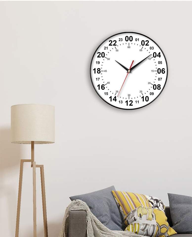 12 Inch Modern Analog Clock Custom Logo 24-Hour Round Wall Clock Quartz ...