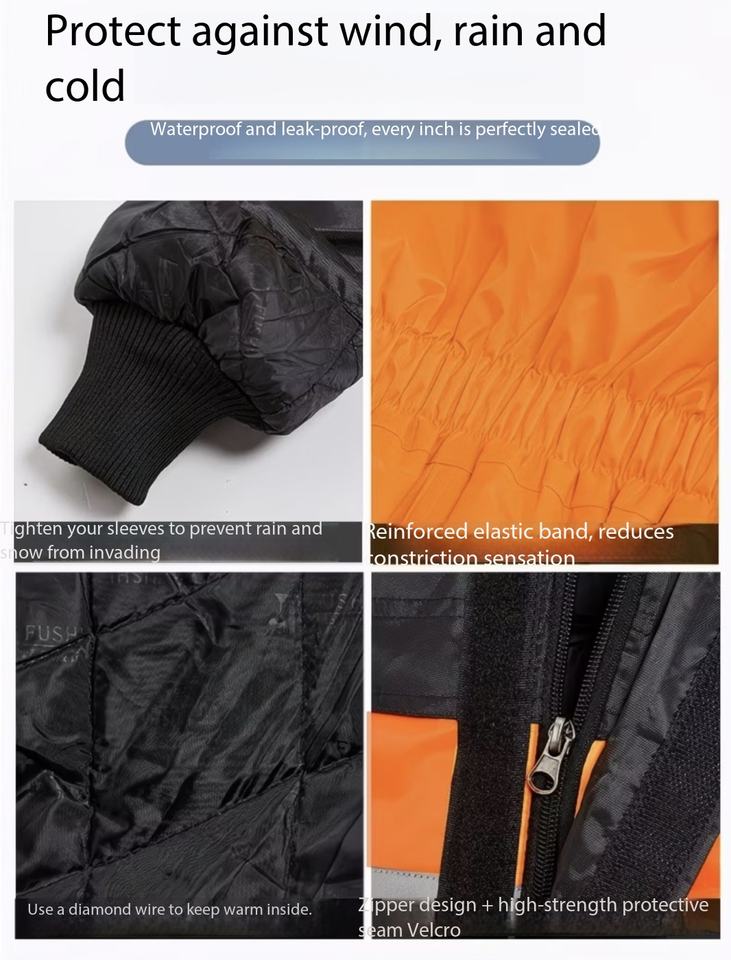 Men's Winter Work Uniform Conjoined Cotton-padded Jacket Coat Hood ...