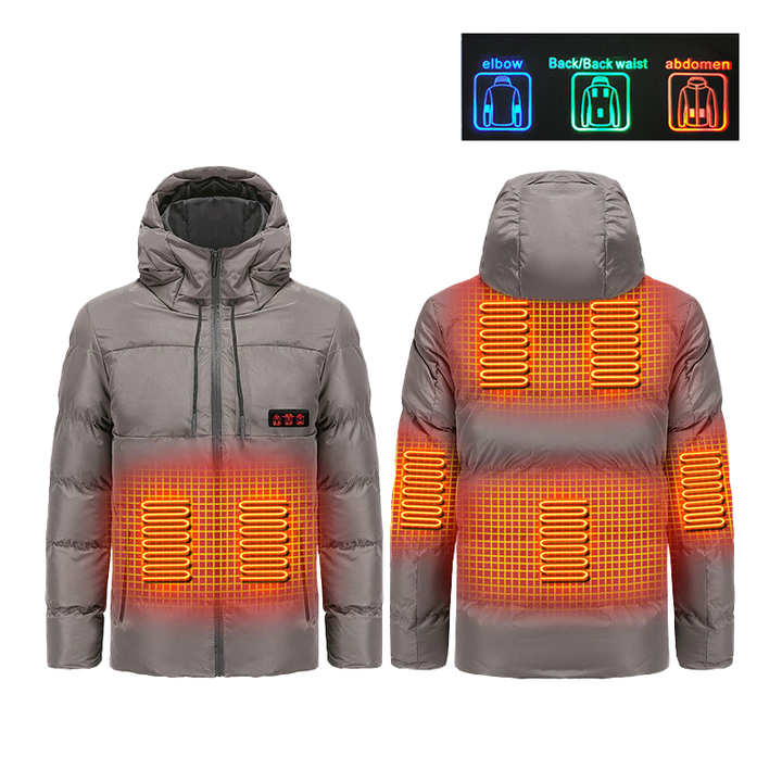Men's Winter Warm USB Jacket Machine Wash 9 Zone Heated Utility Support ...