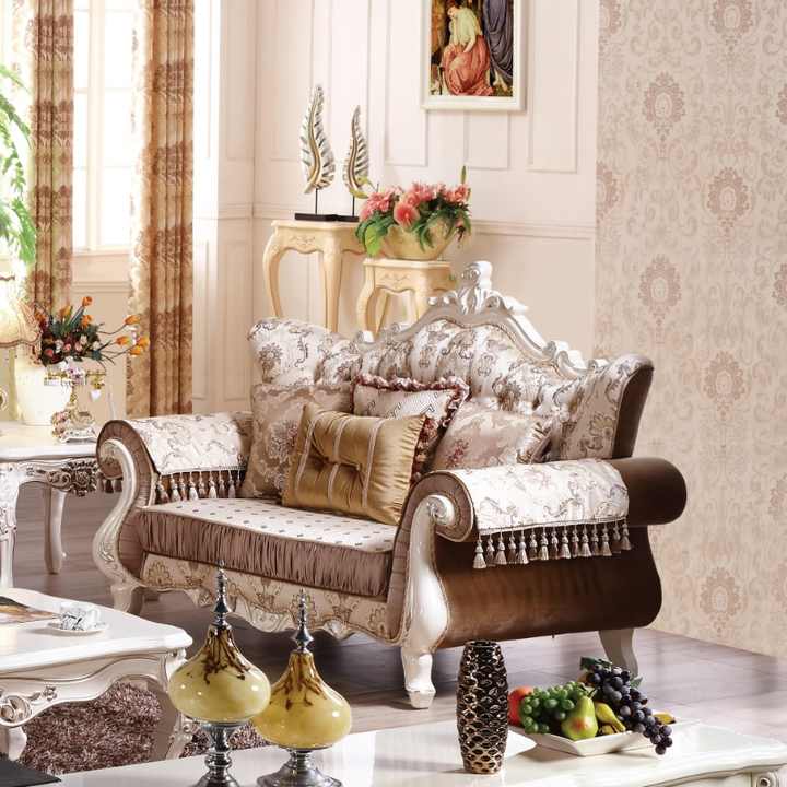 Classic Sofa Living Room Furniture Sets Rich Floral Chenille