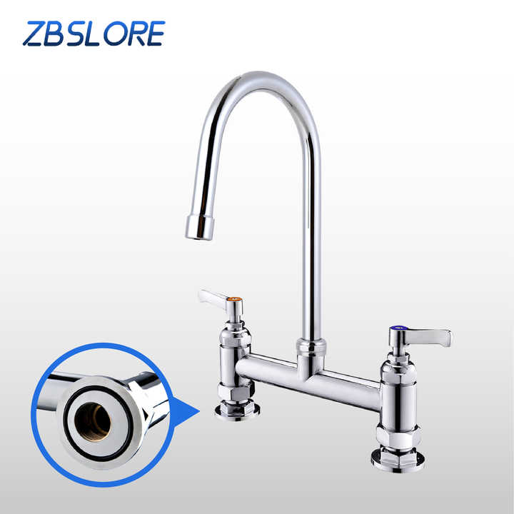 Kitchen Tap Mixer Faucet Flexible Two Lever Watermark Deck Mount Bridge ...