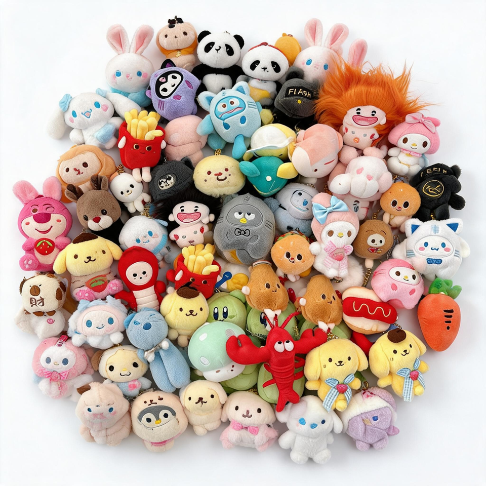 Verified Factory 100+ Styles Kawaii Mini Animal Plush Keychain Safety ...