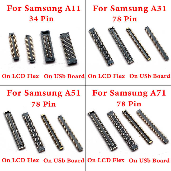 Conector FPC de 34, 40, 58, 60, 78 pines a bordo para Samsung A01, A02, A03, A10, A20, A30, A50 ...