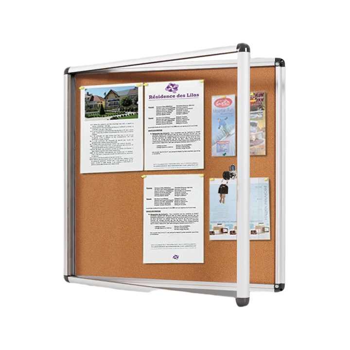 Lockable Cork Bulletin Board Whiteboard with Aluminum Frame Use As a ...