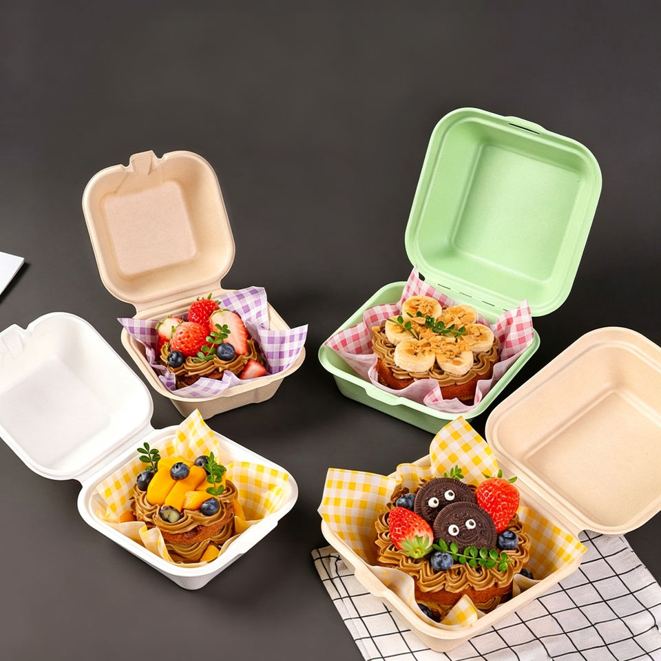Disposable Biodegradable Lunch Box Sugarcane Food Container Hamburger ...