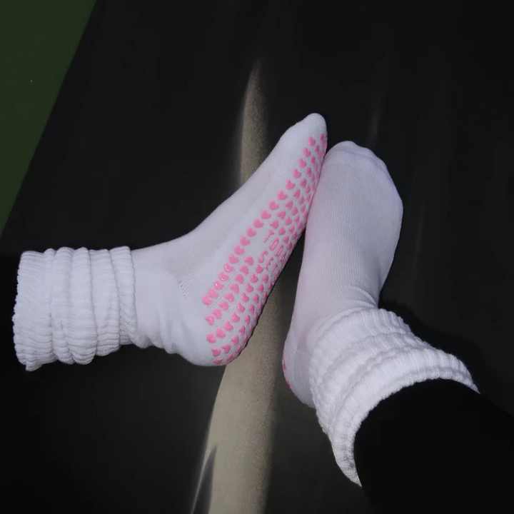 Slouchy Grip Heart Socks Trendy Pilates Yoga Barre Socks Custom Grip ...