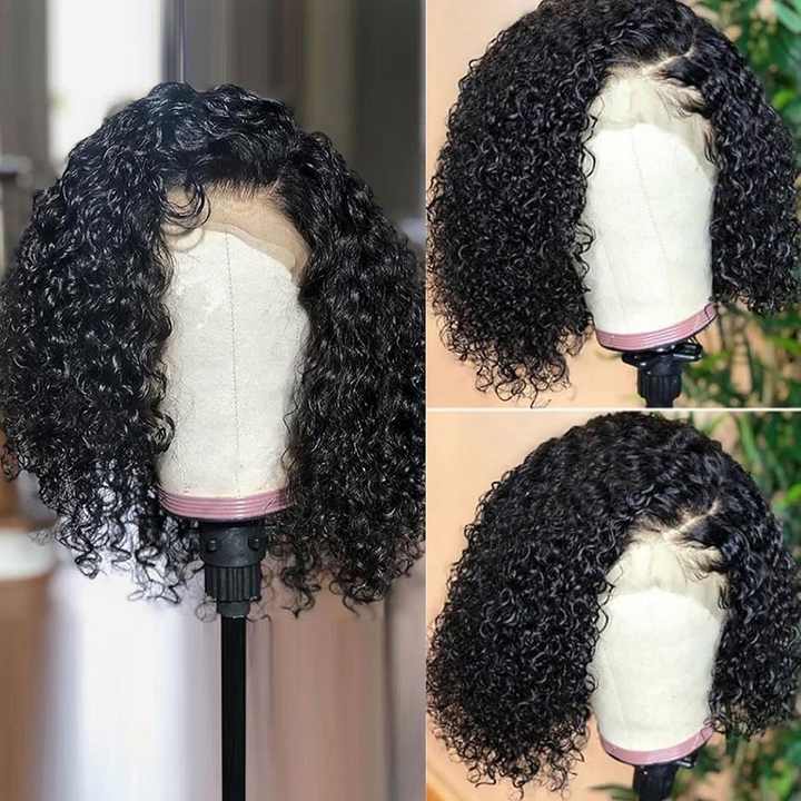 JINRUILI Wholesale Synthetic Hair Short Water Wave Wig Black Fluffy ...