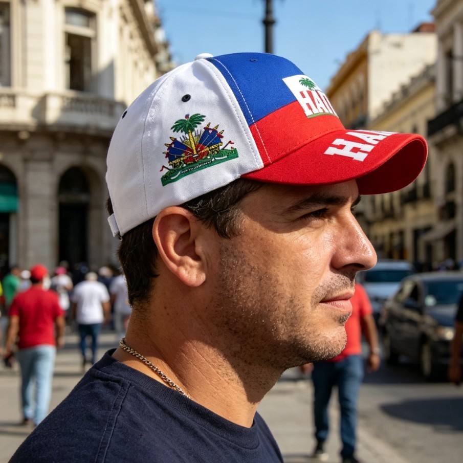 Haiti Flag PVC Baseball Cap - Adjustable 6-Panel Sunshade Hat for ...