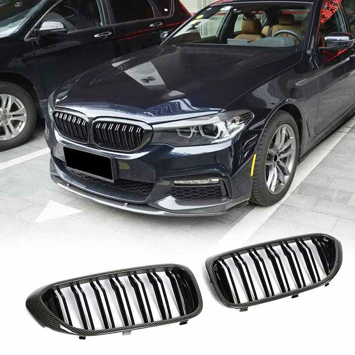 Double Slats Gloss Glossy Black Grills 2 Pcs G30 Lci Kidney Grille G30 ...