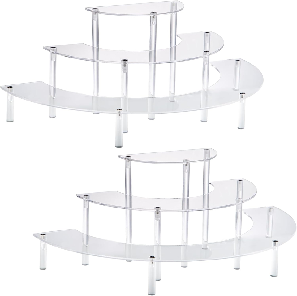 Acrylic 3 Tier Semicircular Display Stand Clear Cupcake Tower Dessert ...