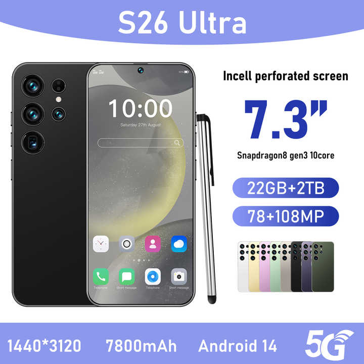 Original S26 Ultra Smartphone 7.3-Inch HD Screen 108MP Rear Camera 100W ...