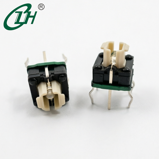 7x7mm Illuminated 1NO Tactile Switch Green LED 4 Pin DIP Momentary for ...