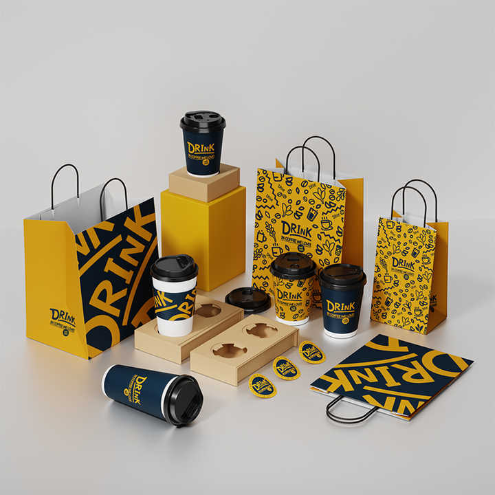 Custom Logo Eco-Friendly Foldable Reusable Kraft Paper Bags Coffee Carrier Kraft Paper Bag for ...