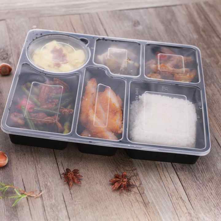 Compartmental Restaurant Food Containers - Disposable Plastic Bento ...
