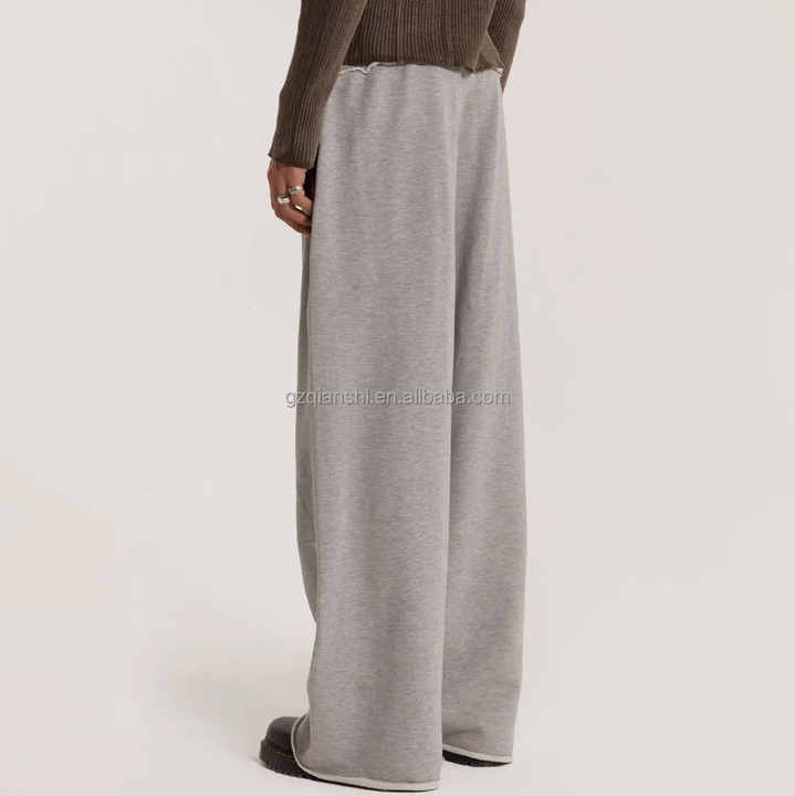 Custom Streetwear French Terry Stacked Sweat Pant Cotton Grey